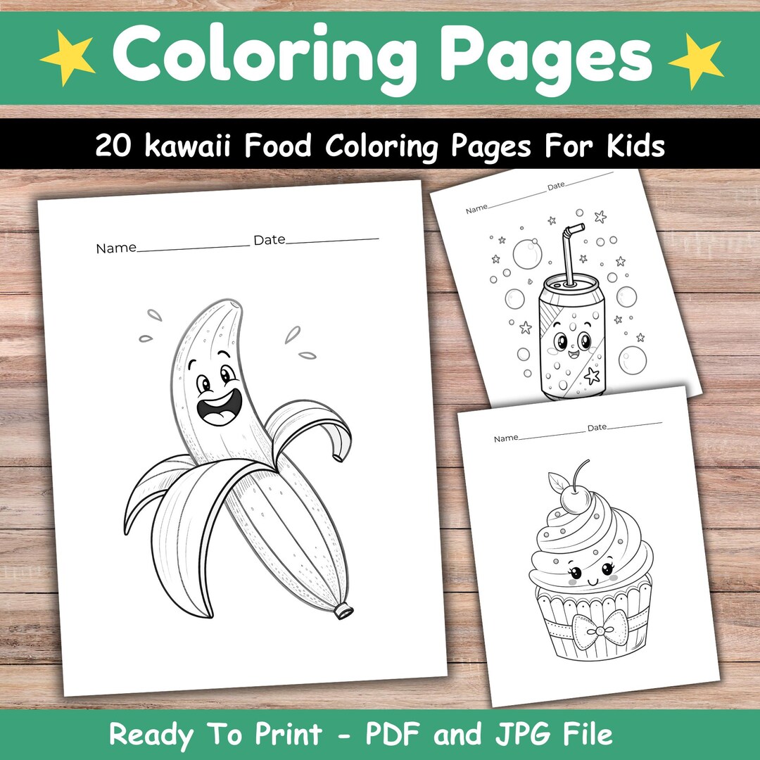 Kawaii Food Coloring Pages Cute Coloring Sheets for Kids Food Coloring ...