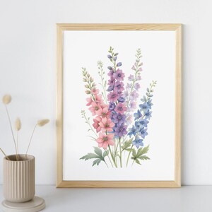 July Larkspur Birthflower Clipart, 30 Birthflower Bundle July Birth ...
