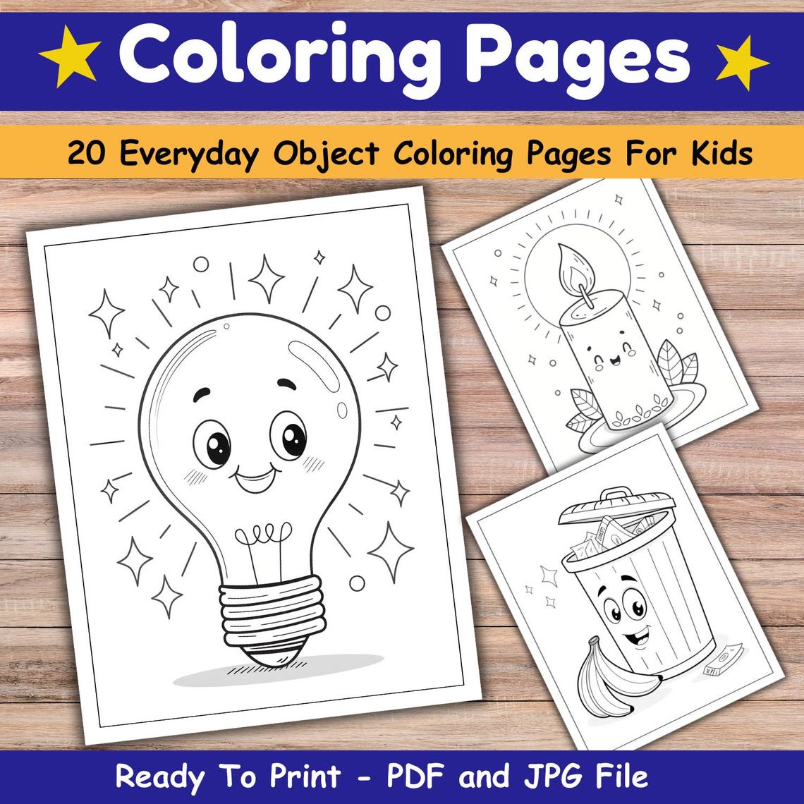 Everyday Object Coloring Pages Digital Coloring Sheets for Kids ...
