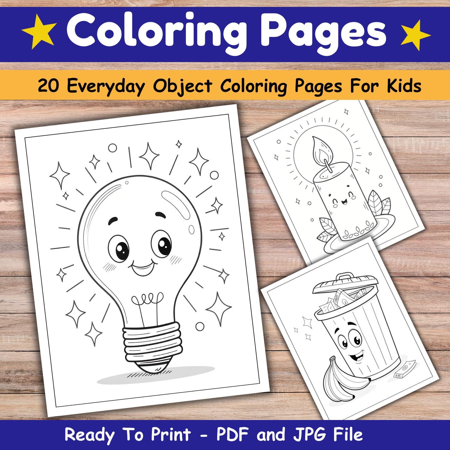 Everyday Object Coloring Pages | Digital Coloring Sheets for Kids ...