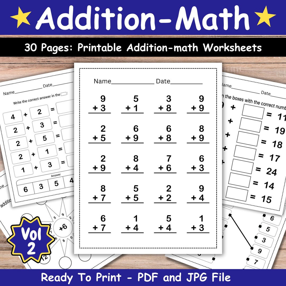 Addition Math Worksheets for Kids, Printable Math Fluency Practice ...