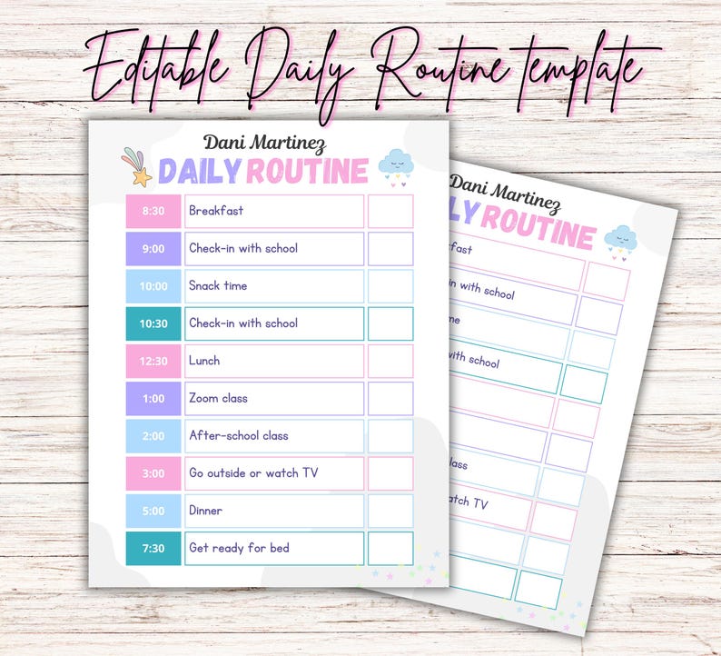 Editable Kid Daily Schedule Template, Daily Routine Kids Daily Routine ...