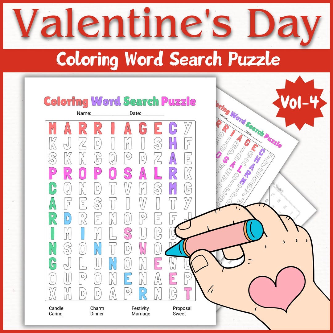Valentine’s Day Coloring Word Search Puzzle – Valentine Word Search ...