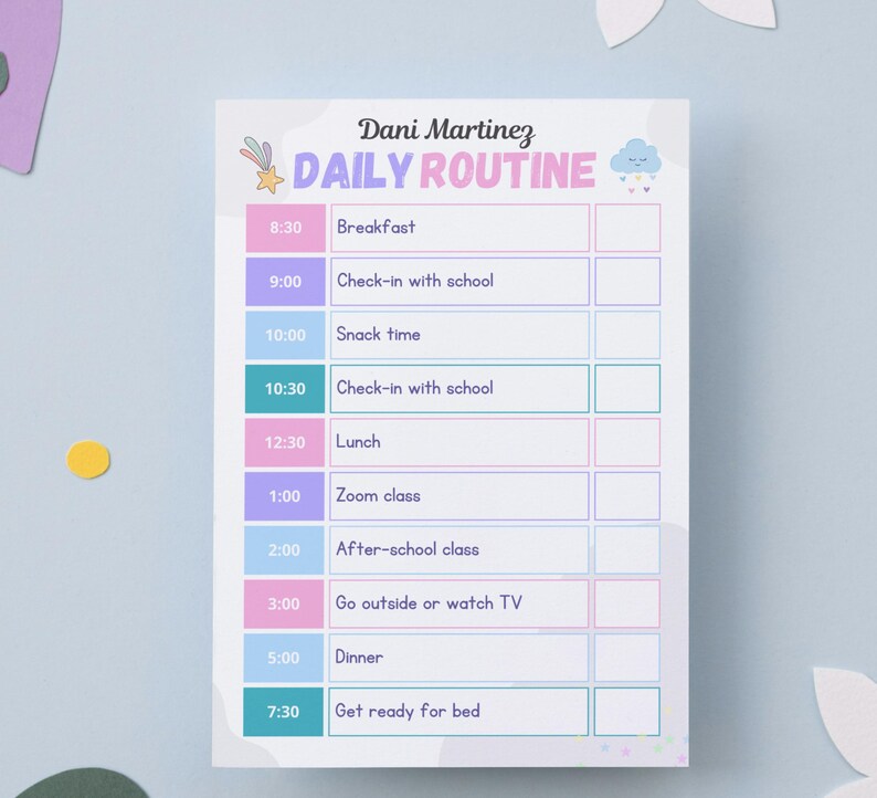 Editable Kid Daily Schedule Template, Daily Routine Kids Daily Routine ...