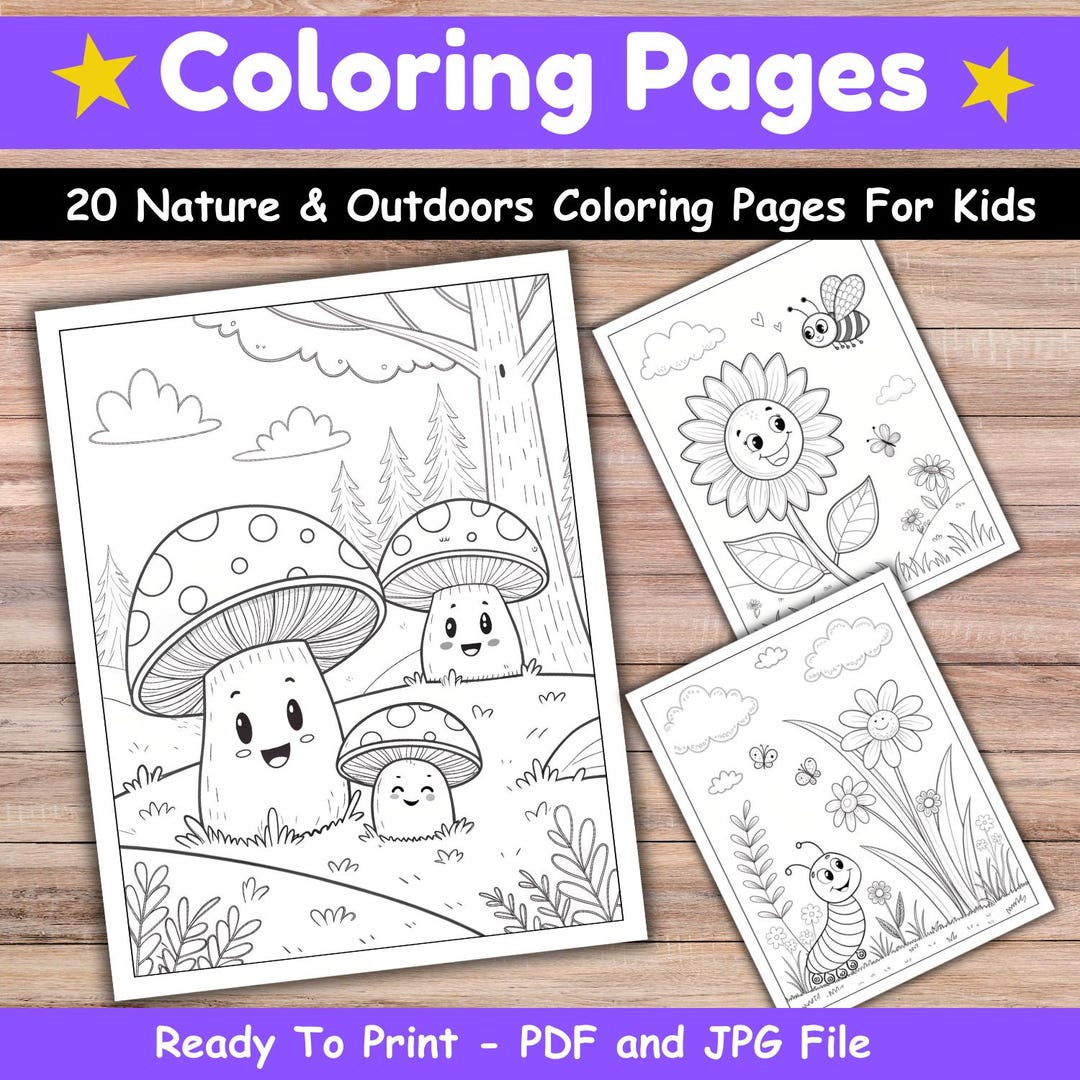 Nature and Outdoors Coloring Pages | Digital Coloring Sheets | Coloring ...