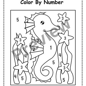 Animal Color by Number Worksheets for Kids | 14-page Preschool Animal ...