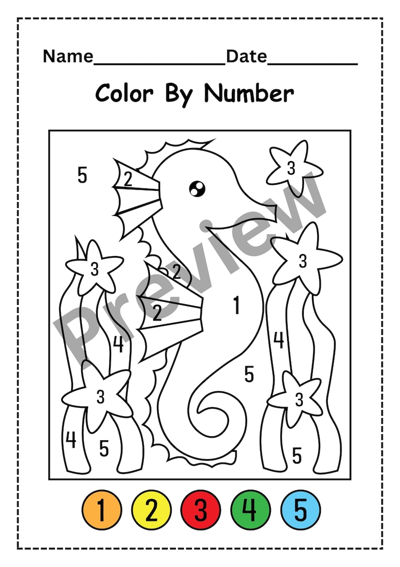 Animal Color by Number Worksheets for Kids 14-page Preschool Animal ...