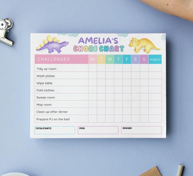 Editable Daily Chore Chart for Kids, Kids Daily Responsibility Planner ...