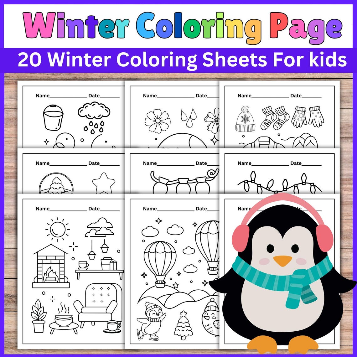 Winter Coloring Pages for Kids, 20 Printable Coloring Sheets in PDF ...