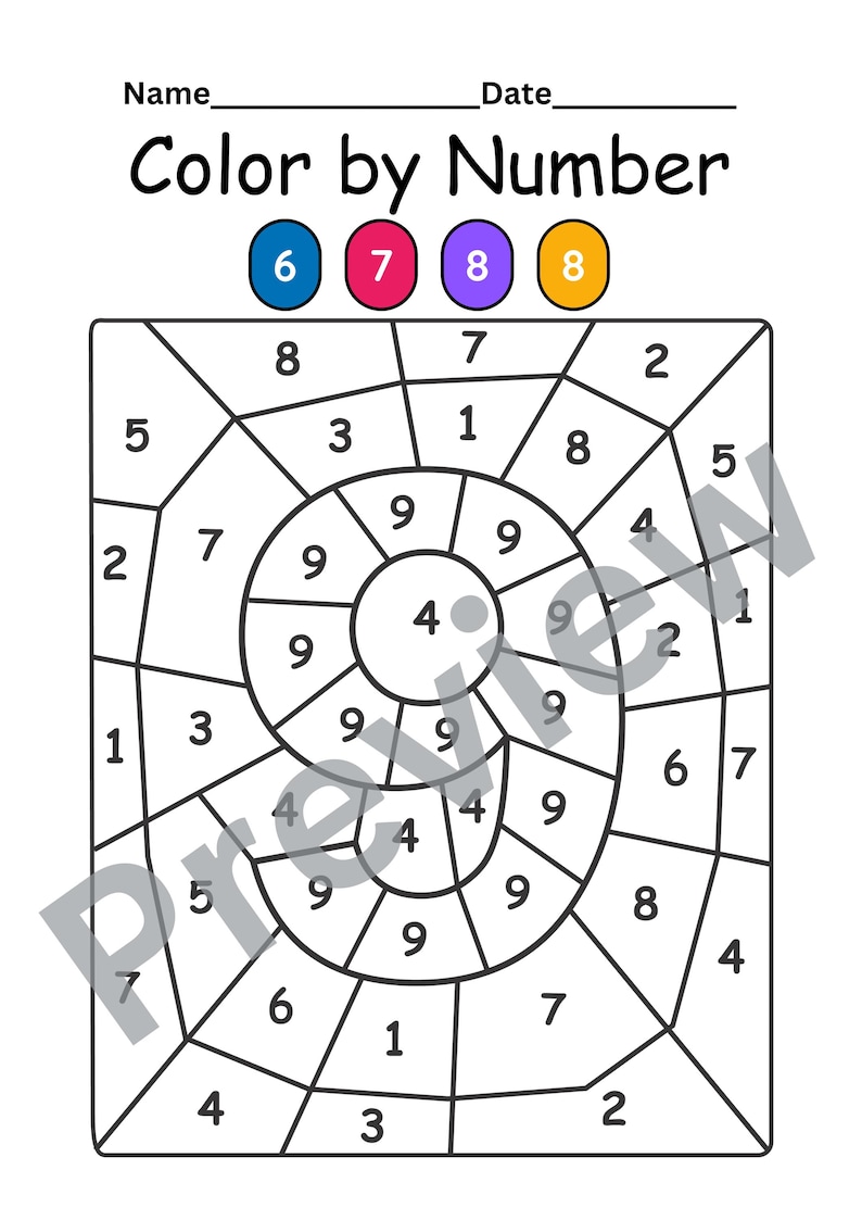 Coloring Page by Number, 0-9 Printable Coloring Worksheets, Number ...