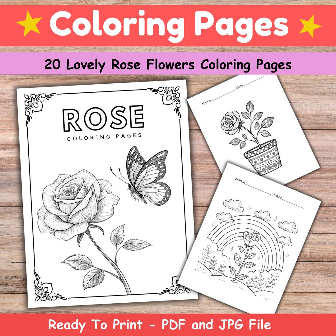 Rose Coloring Pages Flower Coloring Pages Coloring Sheets for Kids ...