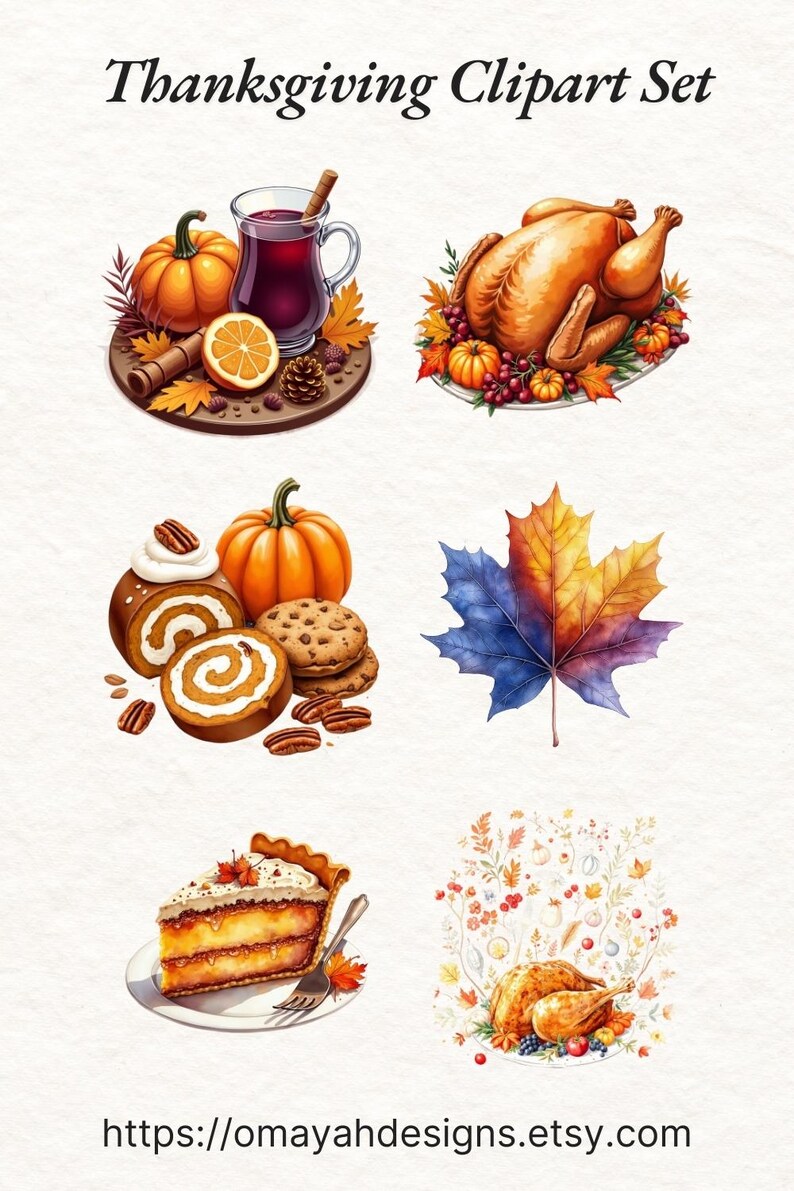 Thanksgiving Clipart Set | Cozy Thanksgiving Table & Harvest Clipart ...