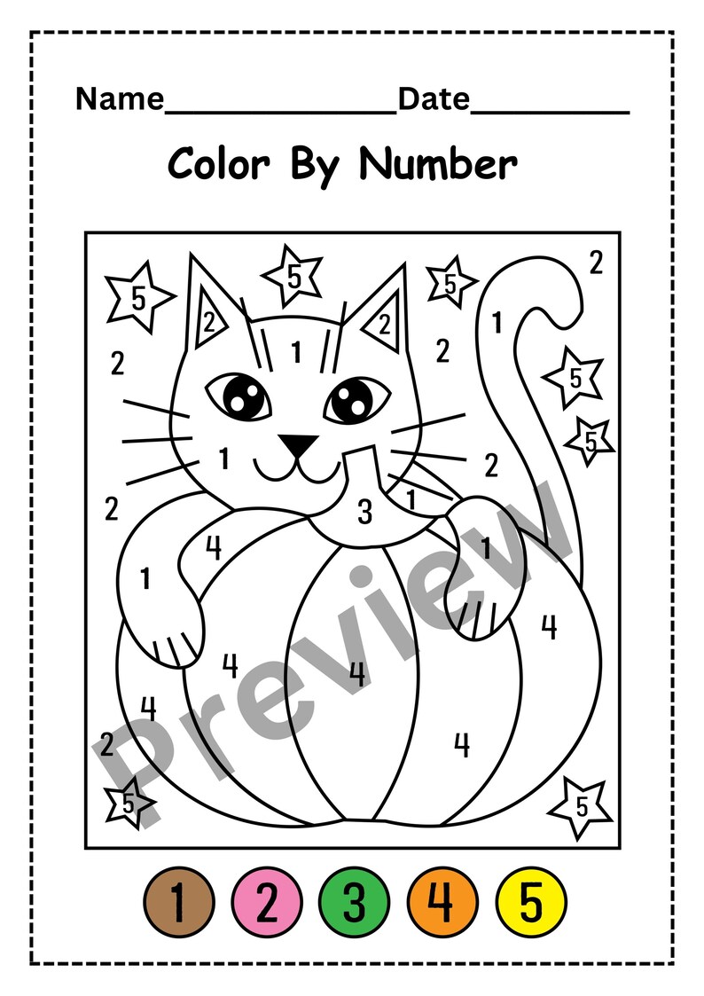 Animal Color by Number Worksheets for Kids 14-page Preschool Animal ...