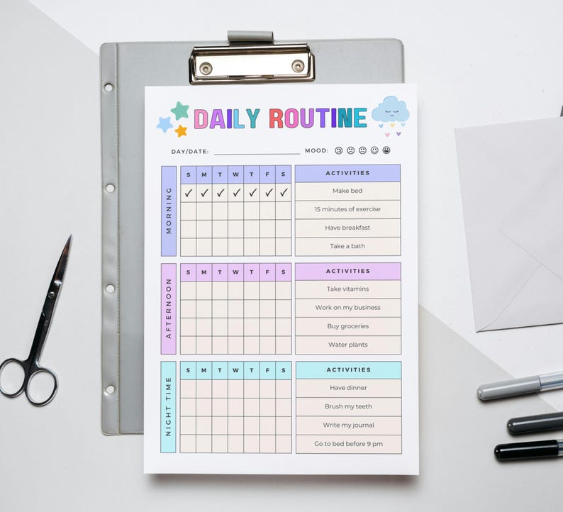 Editable Kid Daily Routine Template, Kids Daily Routine Personalized ...
