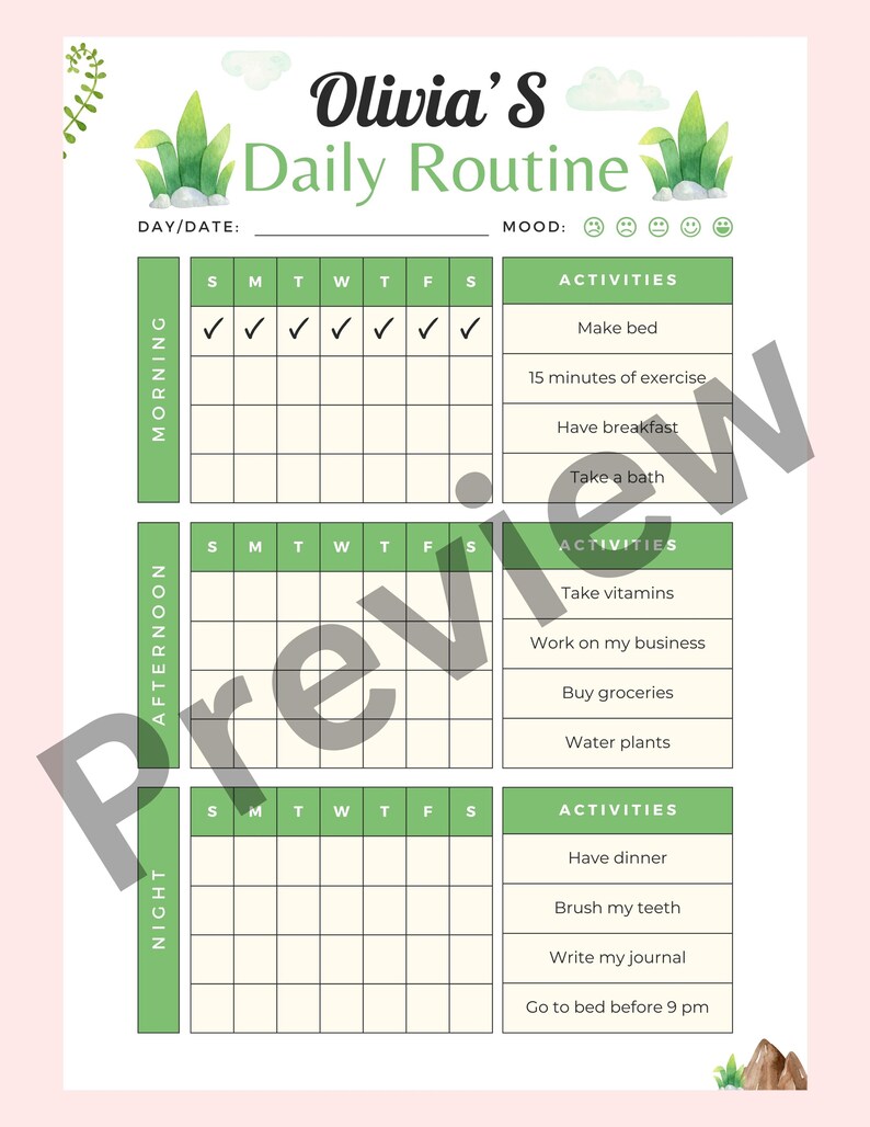 Daily Schedule Template Editable, Canva Editable Daily Routine Template ...