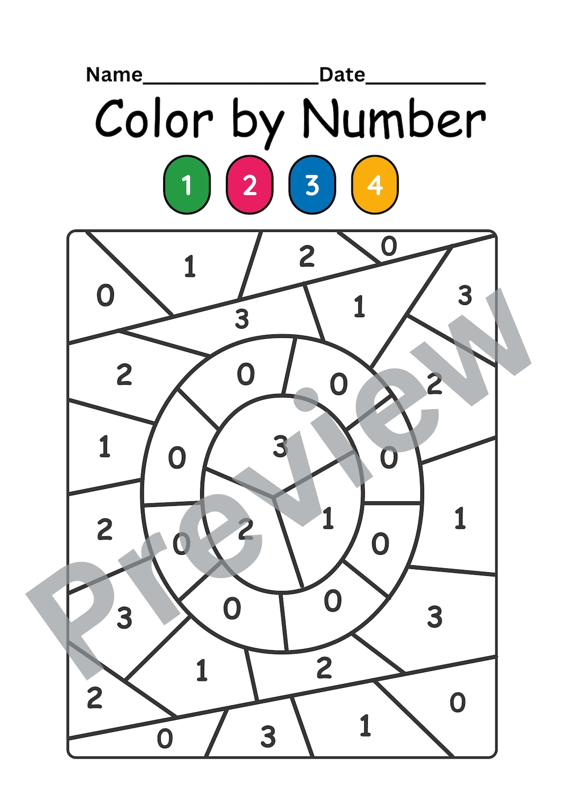 Coloring Page by Number, 0-9 Printable Coloring Worksheets, Number ...