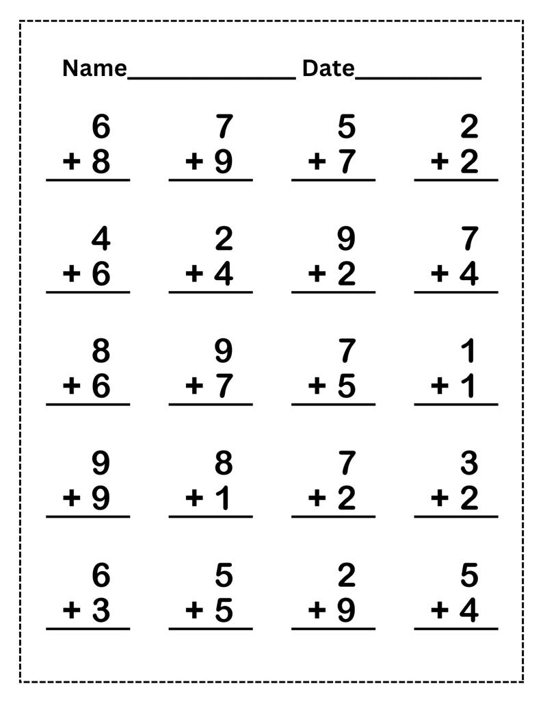 Addition Worksheets 1st Grade Math Fact Fluency Pages Addition Math ...