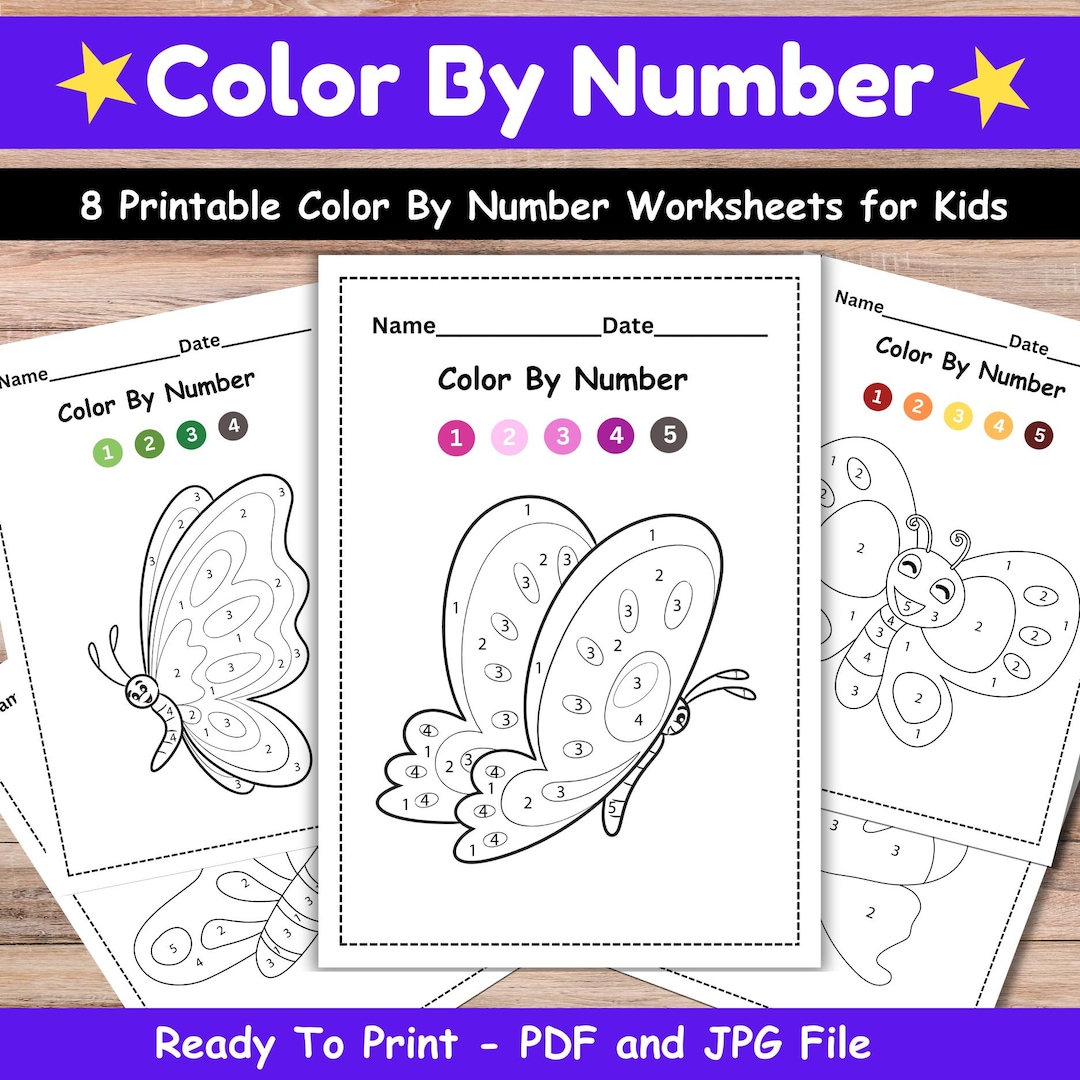 Color by Number Worksheets for Kids | Butterfly Activities & Worksheets ...