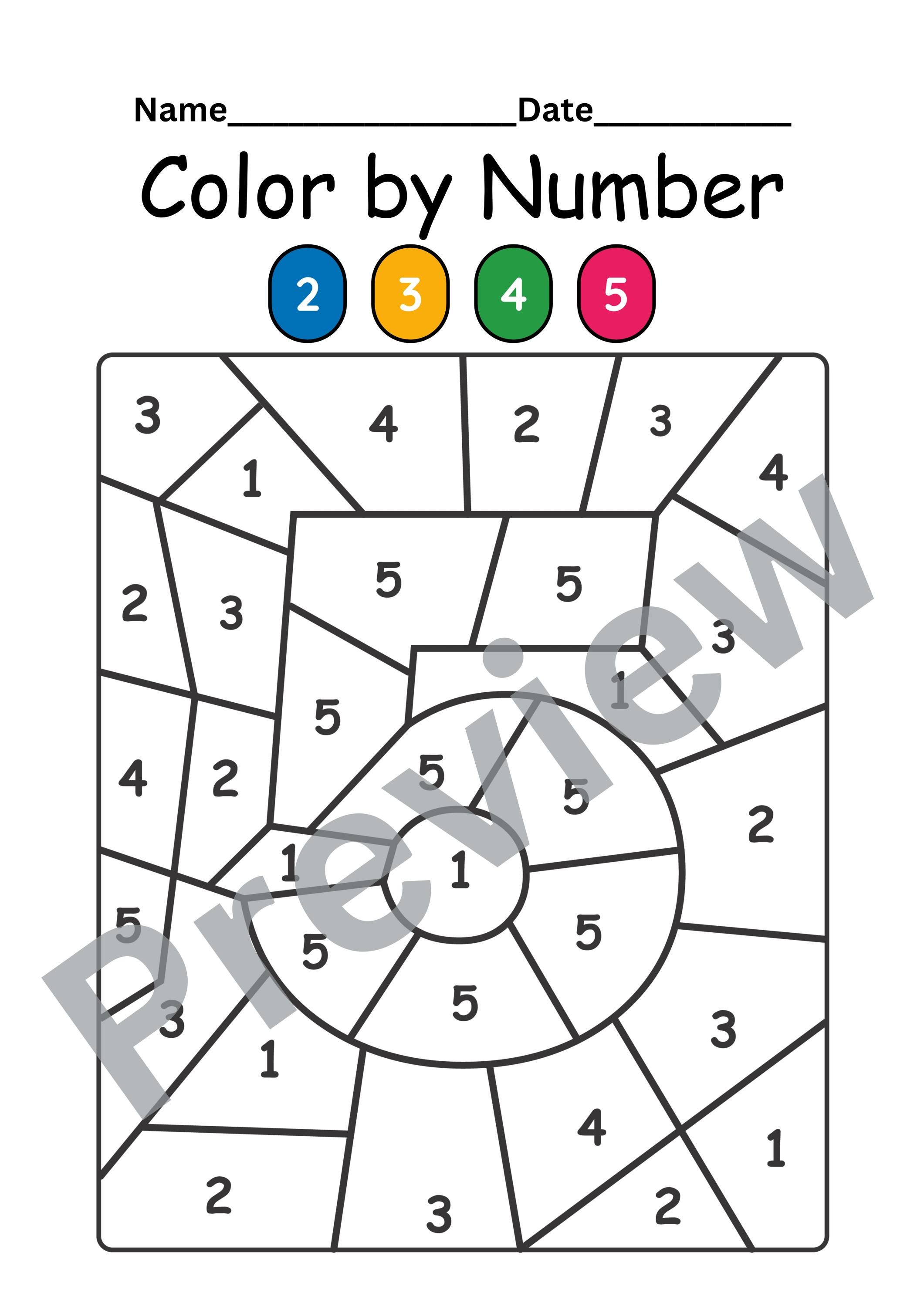 Coloring Page by Number, 0-9 Printable Coloring Worksheets, Number ...
