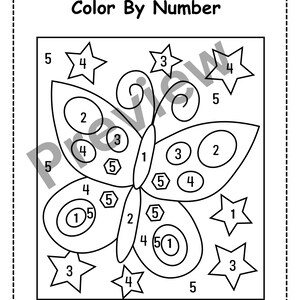 Animal Color by Number Worksheets for Kids 14-page Preschool Animal ...