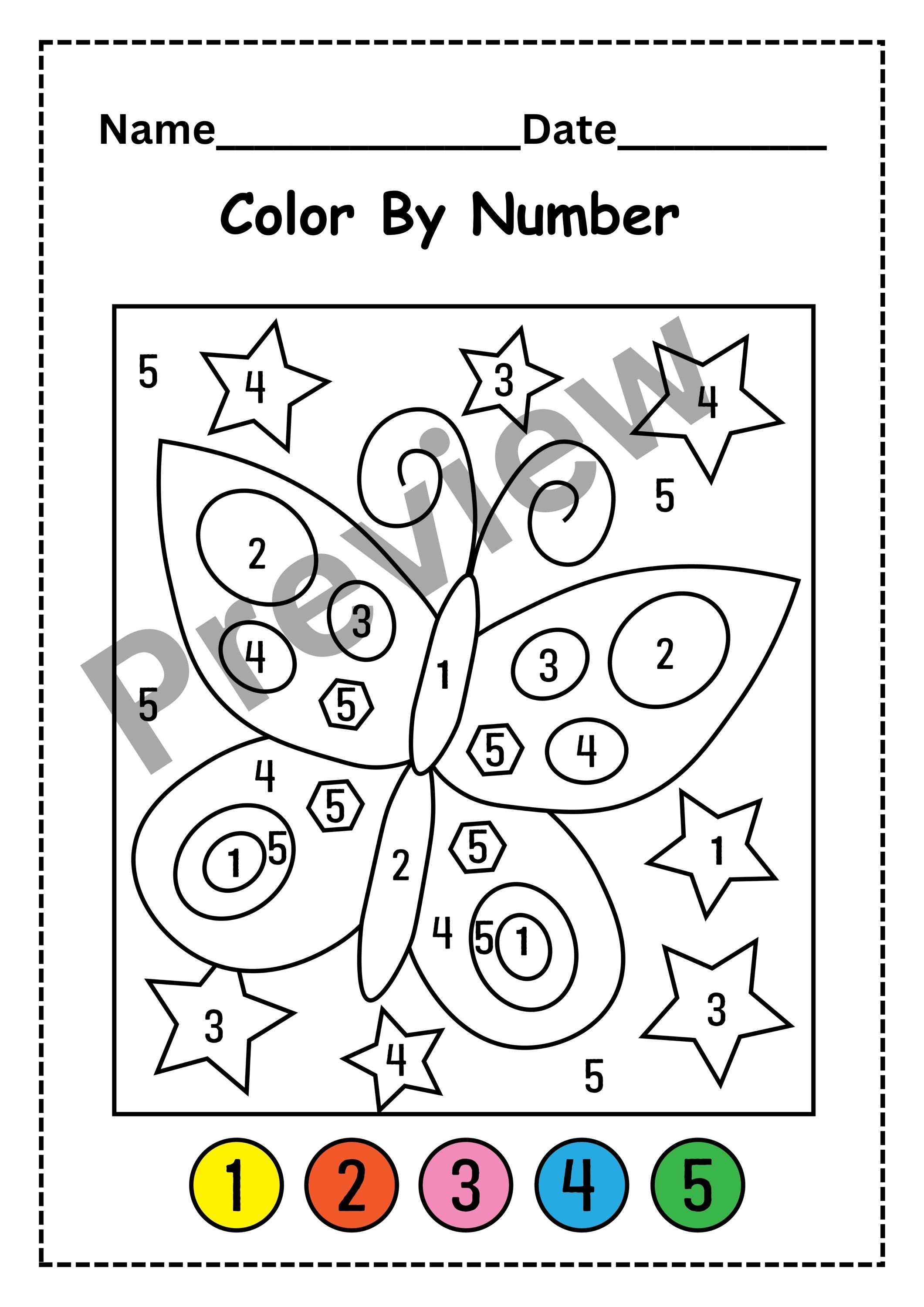 Animal Color by Number Worksheets for Kids 14-page Preschool Animal ...