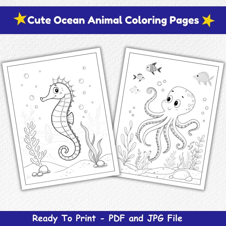 Ocean Animal Coloring Pages, Kids Coloring Pages, Sea Life Printable ...