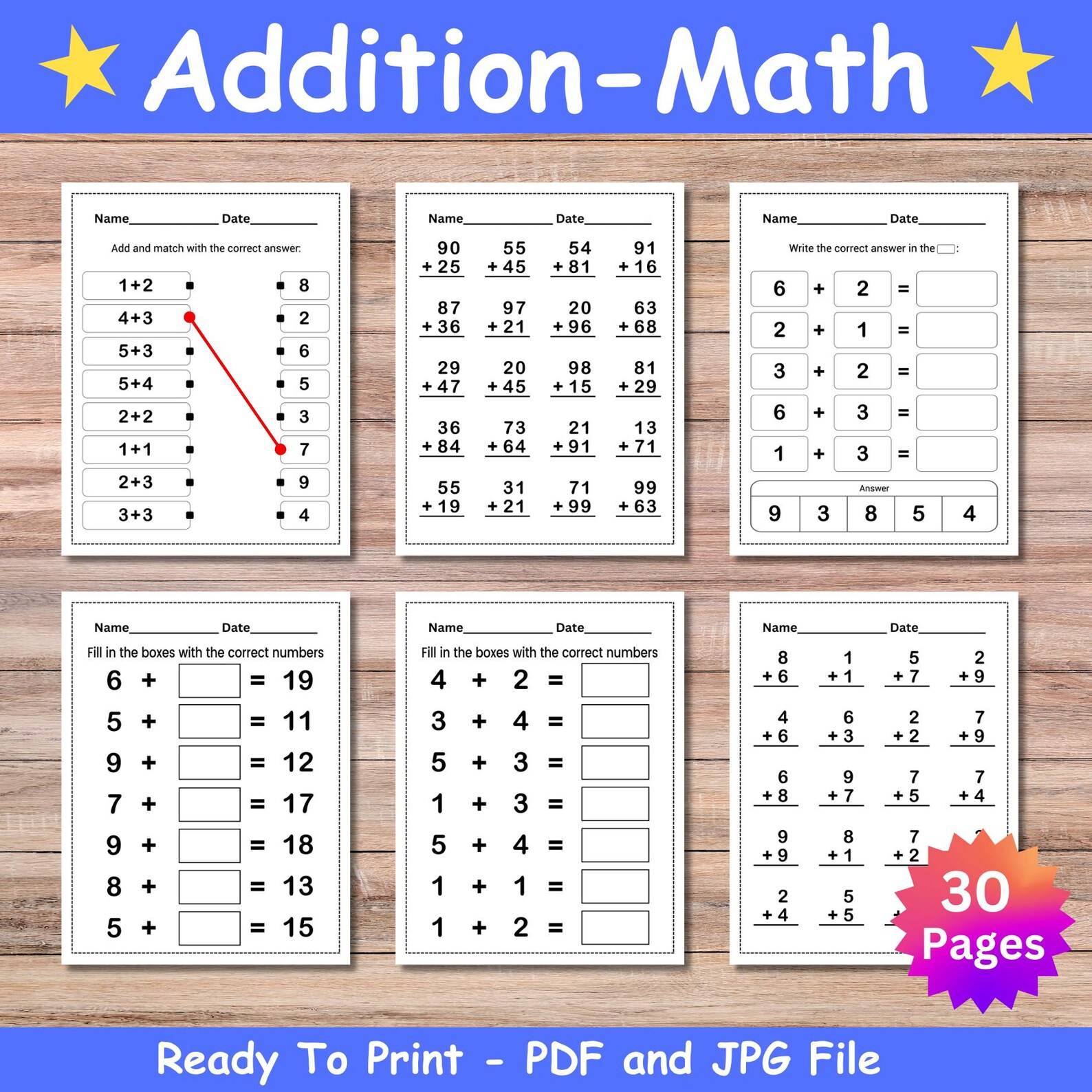 Addition Worksheets for Kids, Addition Math Worksheets, Math Fact ...
