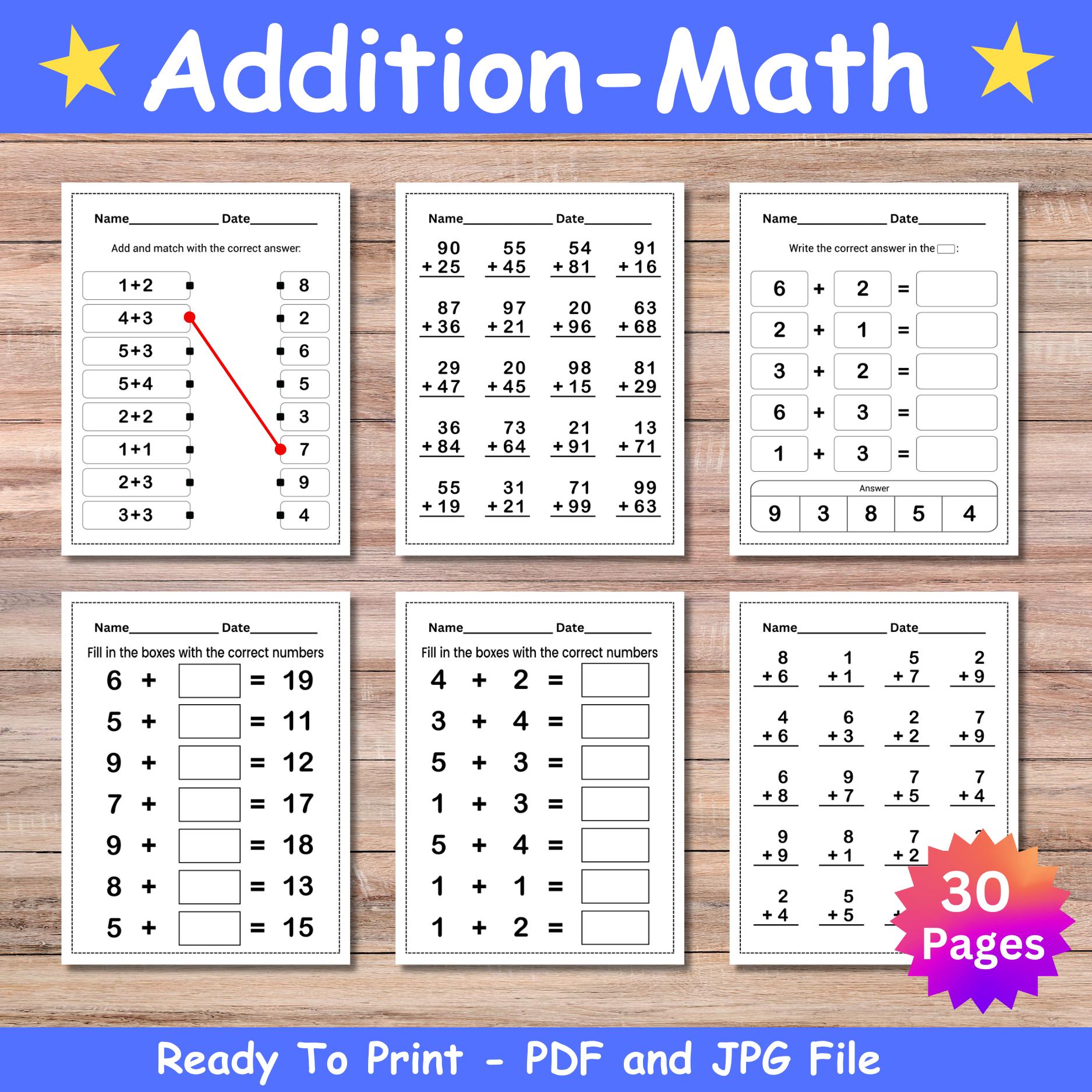 Addition Worksheets for Kids, Addition Math Worksheets, Math Fact ...