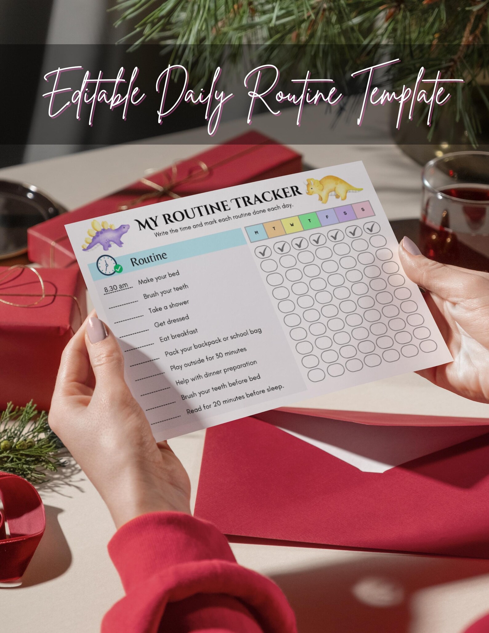 Editable Daily Routine Template for Kids, Daily Routine Tracker for ...