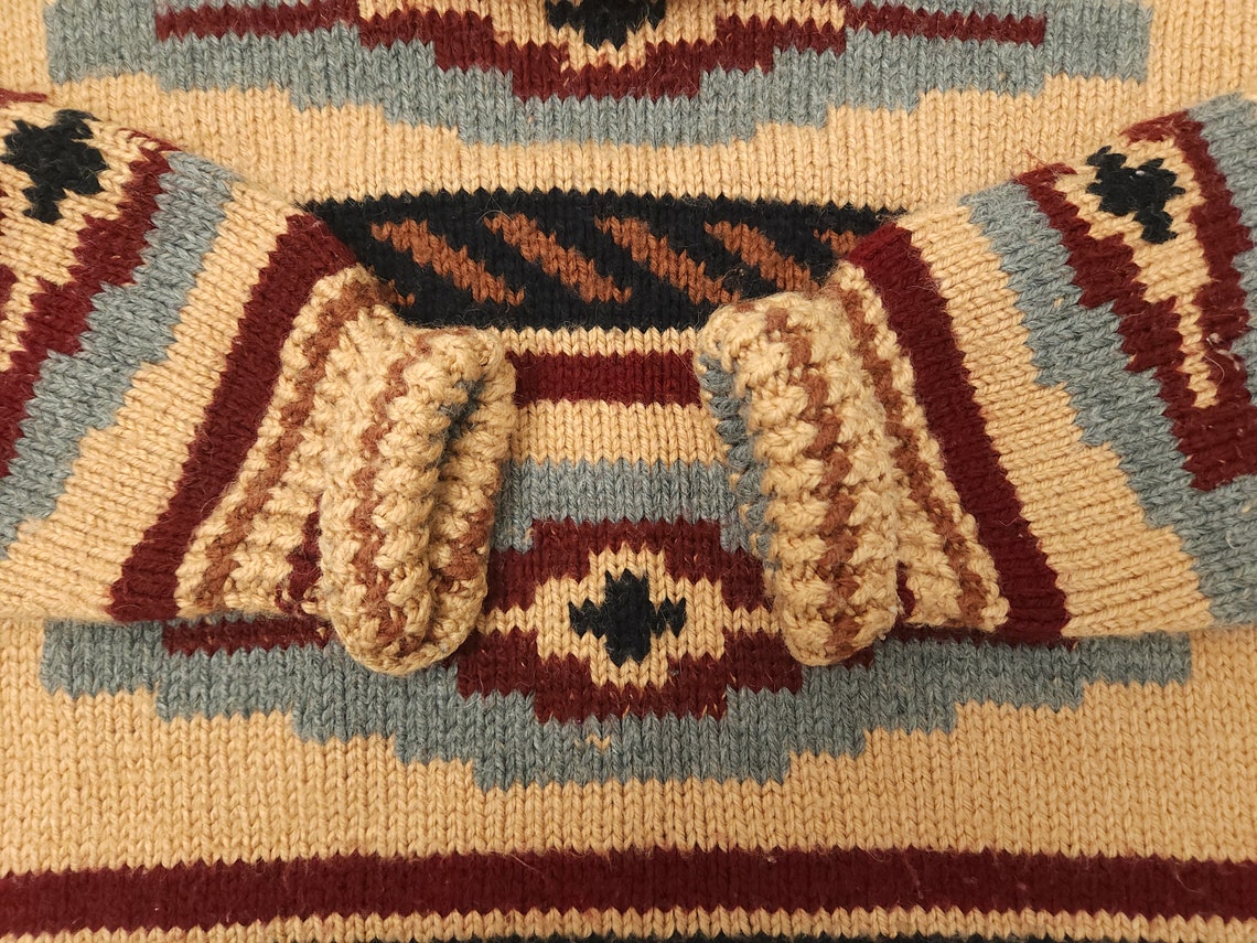 Vintage Turtleneck Knitted Sweater Abstract Pattern Fits Small - Etsy