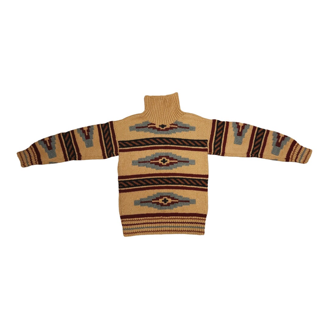 Vintage Turtleneck Knitted Sweater Abstract Pattern Fits Small - Etsy