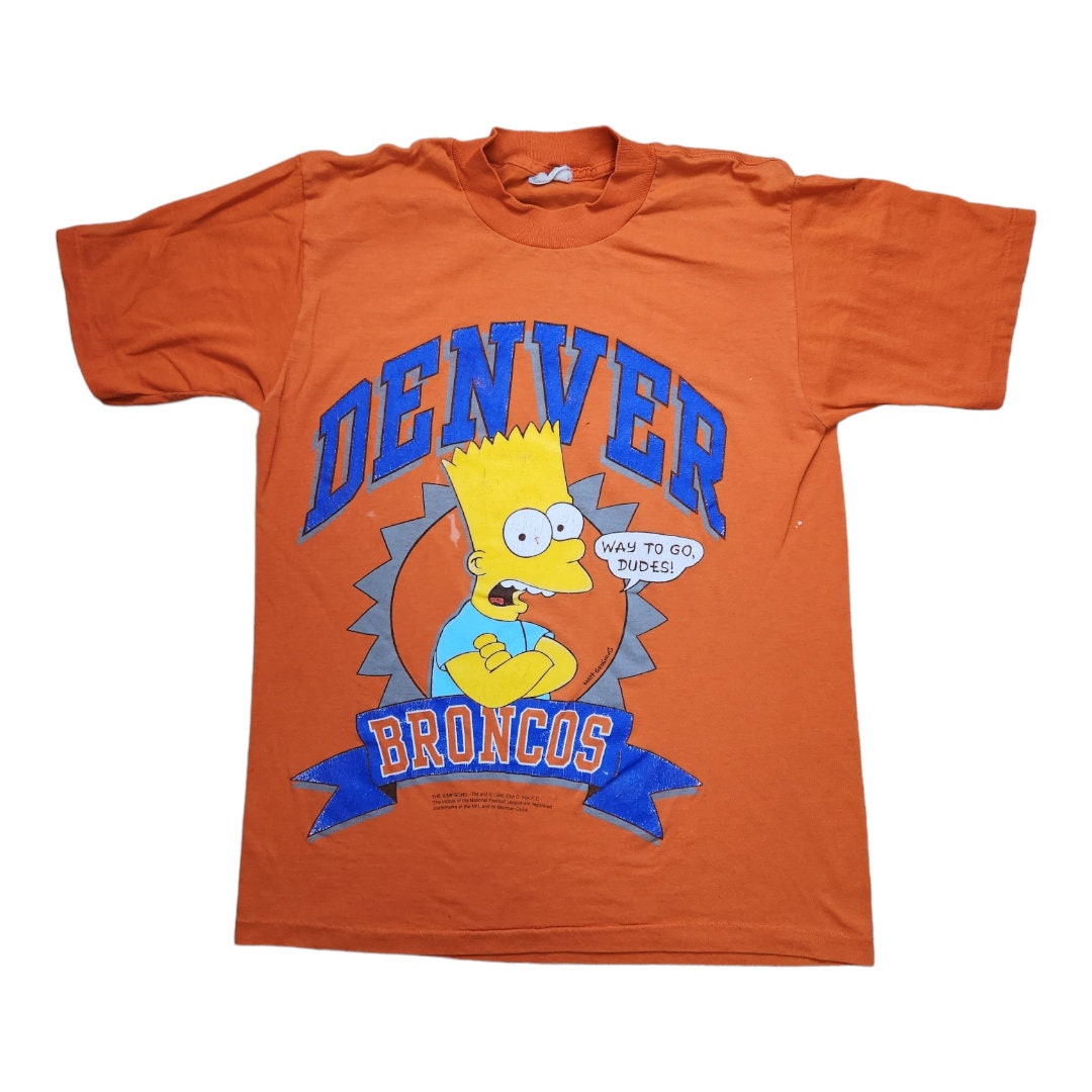 Vintage 1990 the Simpsons Denver Broncos Bart Simpson Orange T-shirt ...