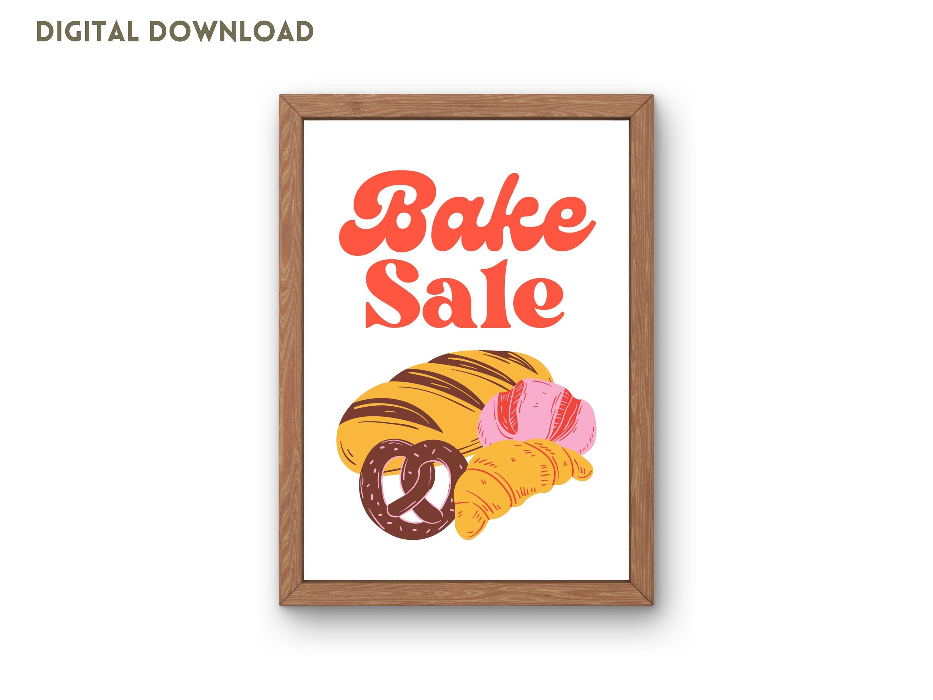 Bake Sale Sign, Pastry Sale Poster, Bake Booth Decor, Cafe Art, Bread ...