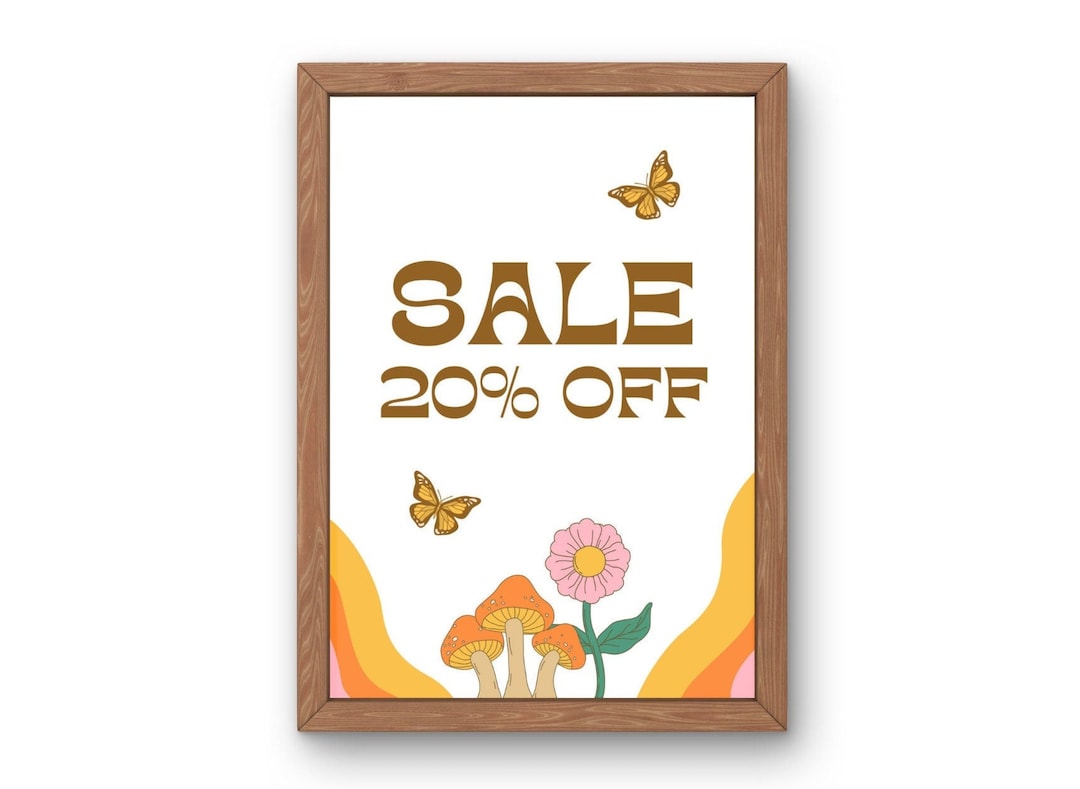 20% off Sale Sign, Boutique Sale Sign, Retro Sale Signage, 20 Percent ...
