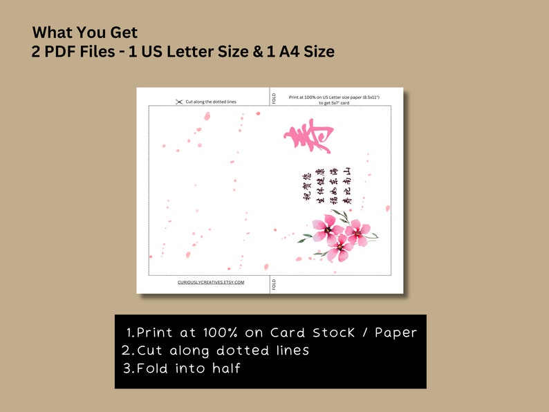 Chinese Birthday Card, Chinese Greeting Card, Chinese Character ...