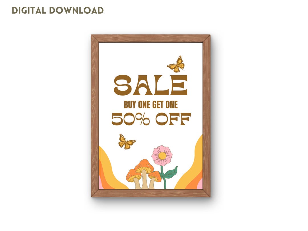 BOGO 50% off Sale Sign, Retail Sale Sign, Boutique Sale Sign, Printable ...