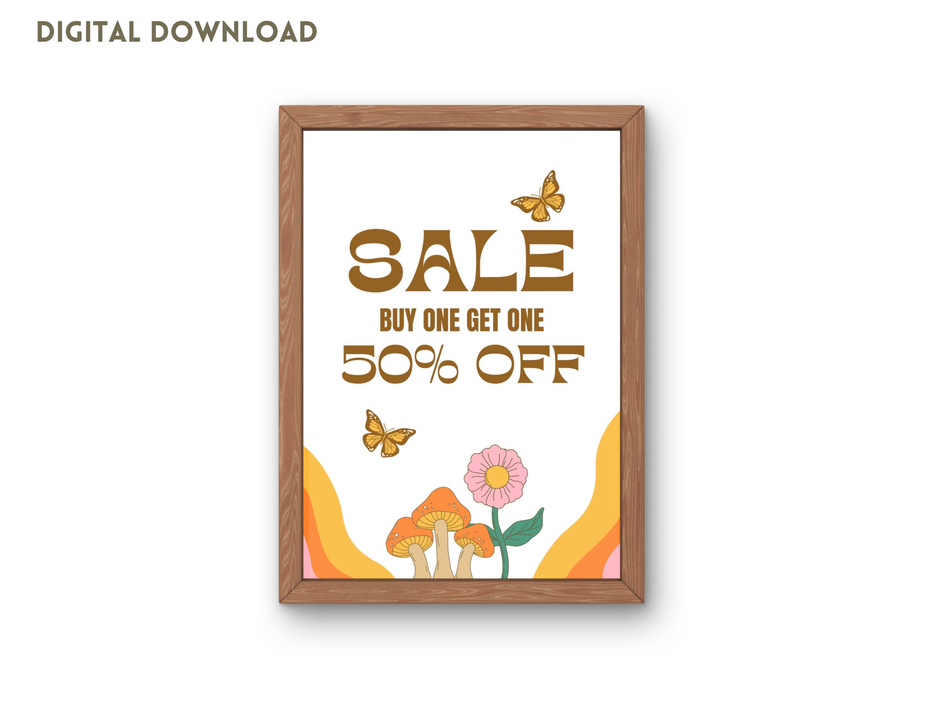 BOGO 50% off Sale Sign, Retail Sale Sign, Boutique Sale Sign, Printable ...
