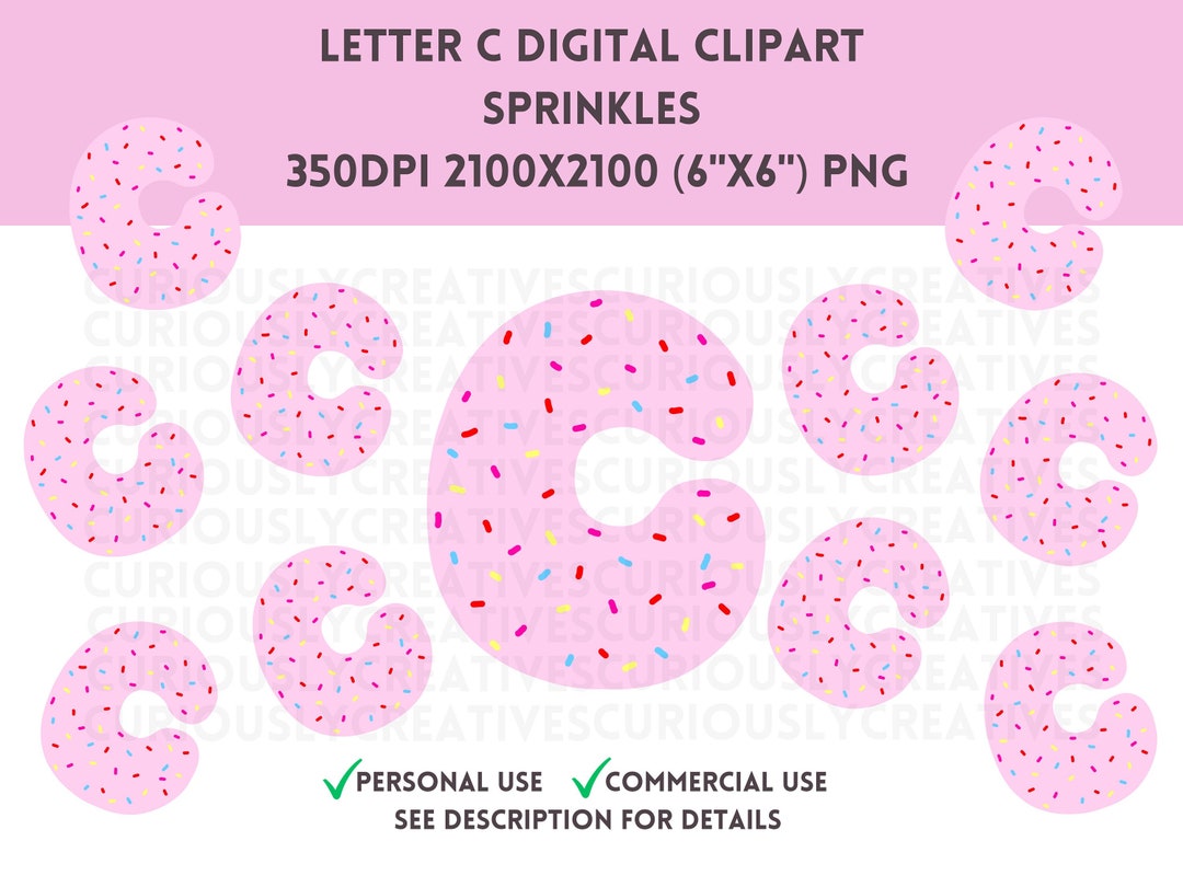 Letter C Clipart With Sprinkles, Initial C, Alphabet, Food, Dessert ...