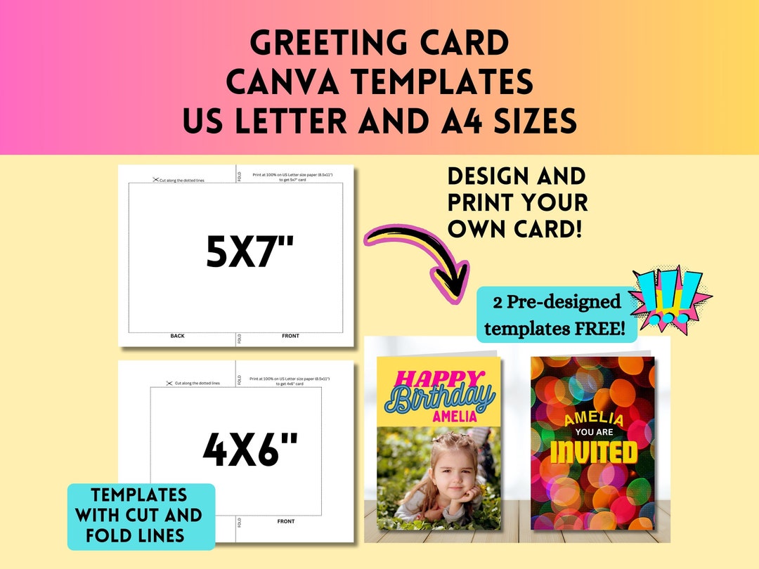 Greeting Card Template, Editable Canva Template, Design & Print ...