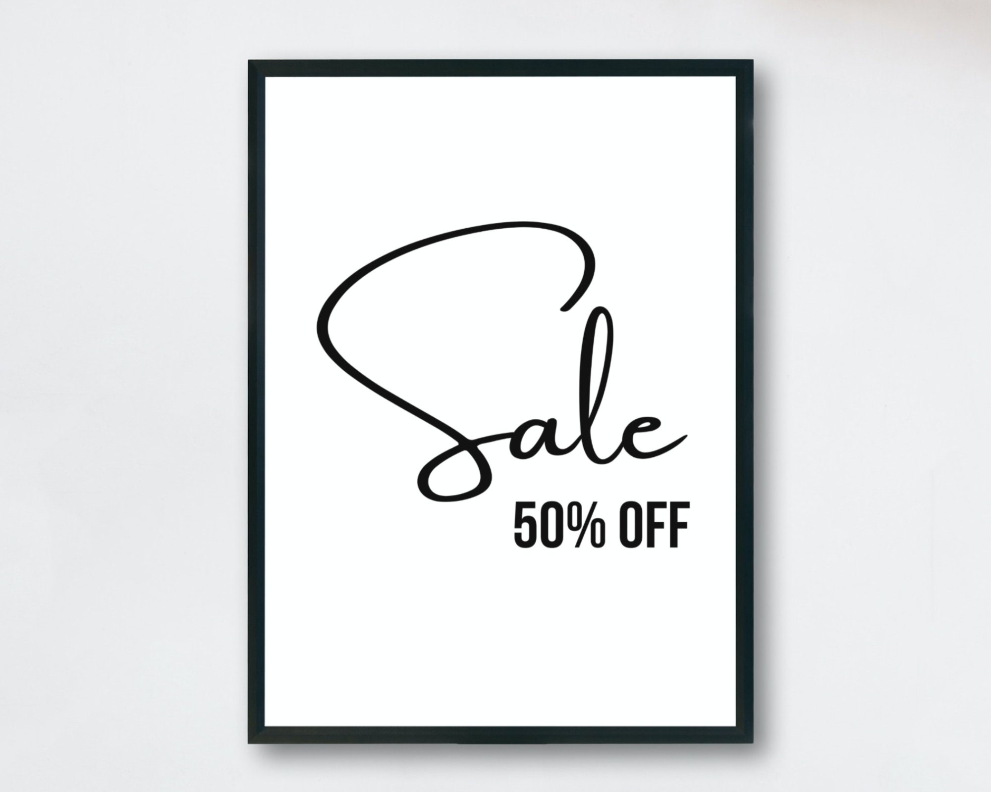 50% off Sale Sign, 50 Percent Discount Signage, Modern Retail Store Poster, Clearance Sale ...
