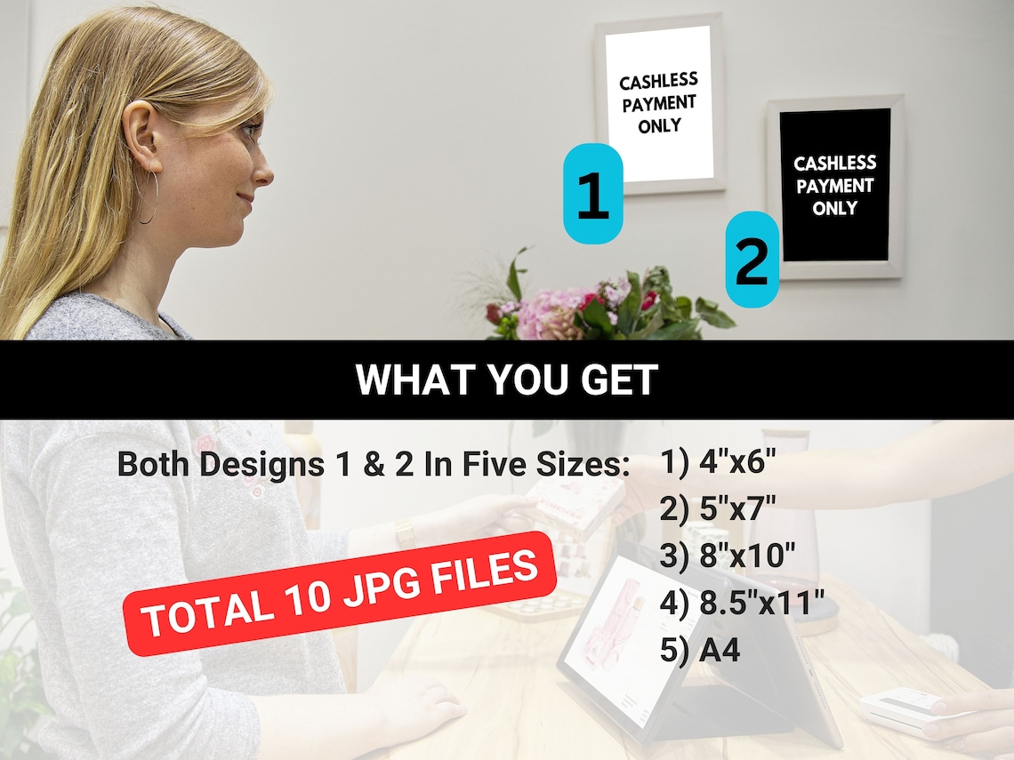 Cashless Payment Sign, Printable Signage for Boutiques Retail Stores ...