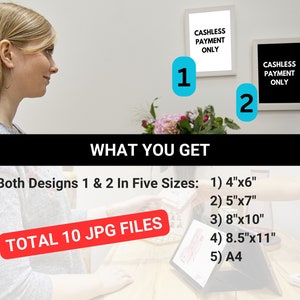 Cashless Payment Sign, Printable Signage for Boutiques Retail Stores ...