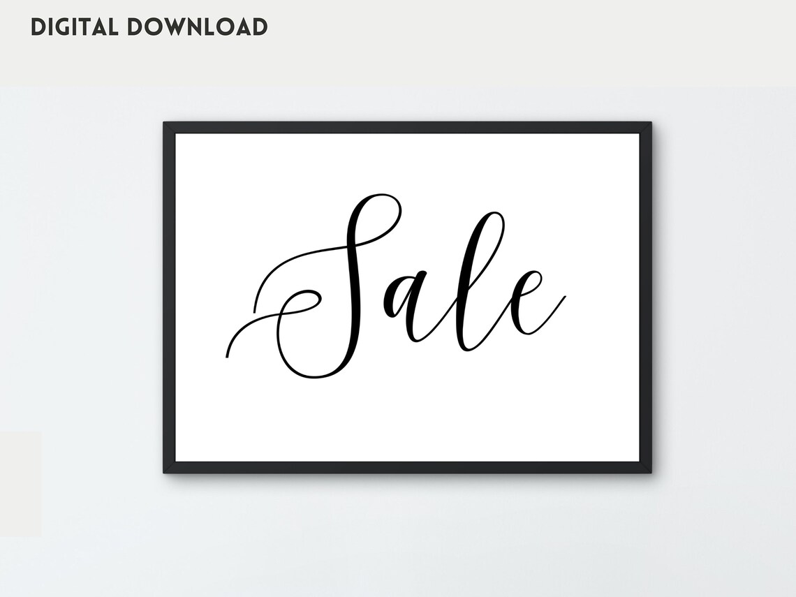 Sale Sign for Boutique Store, Printable Retail Sale Sign, Black Cursive ...