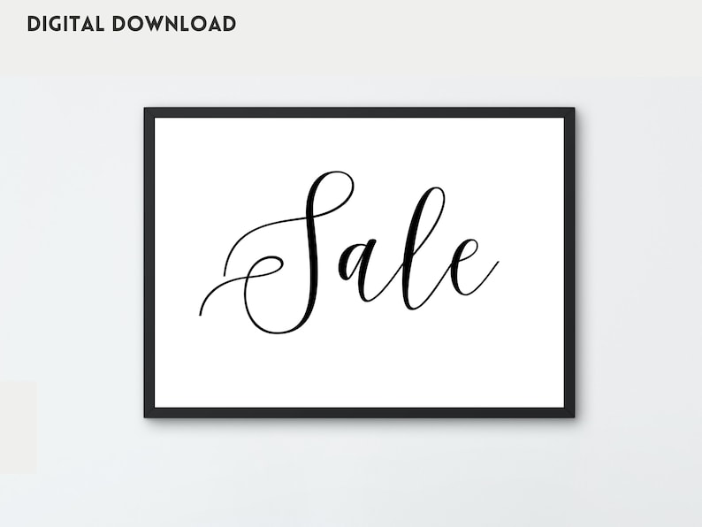 Sale Sign for Boutique Store, Printable Retail Sale Sign, Black Cursive ...