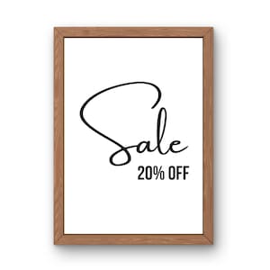 20% off Sale Sign, Printable Sale Poster, Retail Boutique Signage, End ...