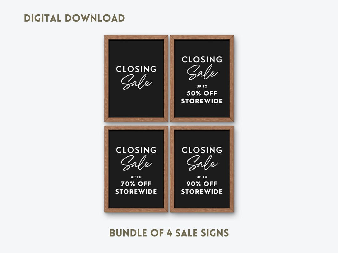 Closing Sale Sign, 50 70 90% off Bundle, Printable Boutique Sale Sign ...