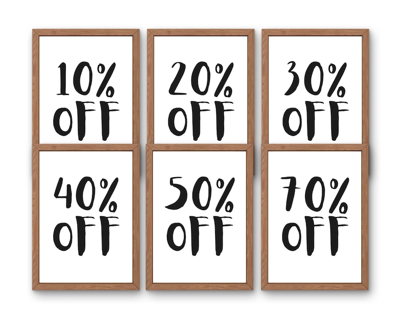 Sale Sign Bundle Deal X6, Boutique Sale Sign, Printable, 10% 20 30 40 ...