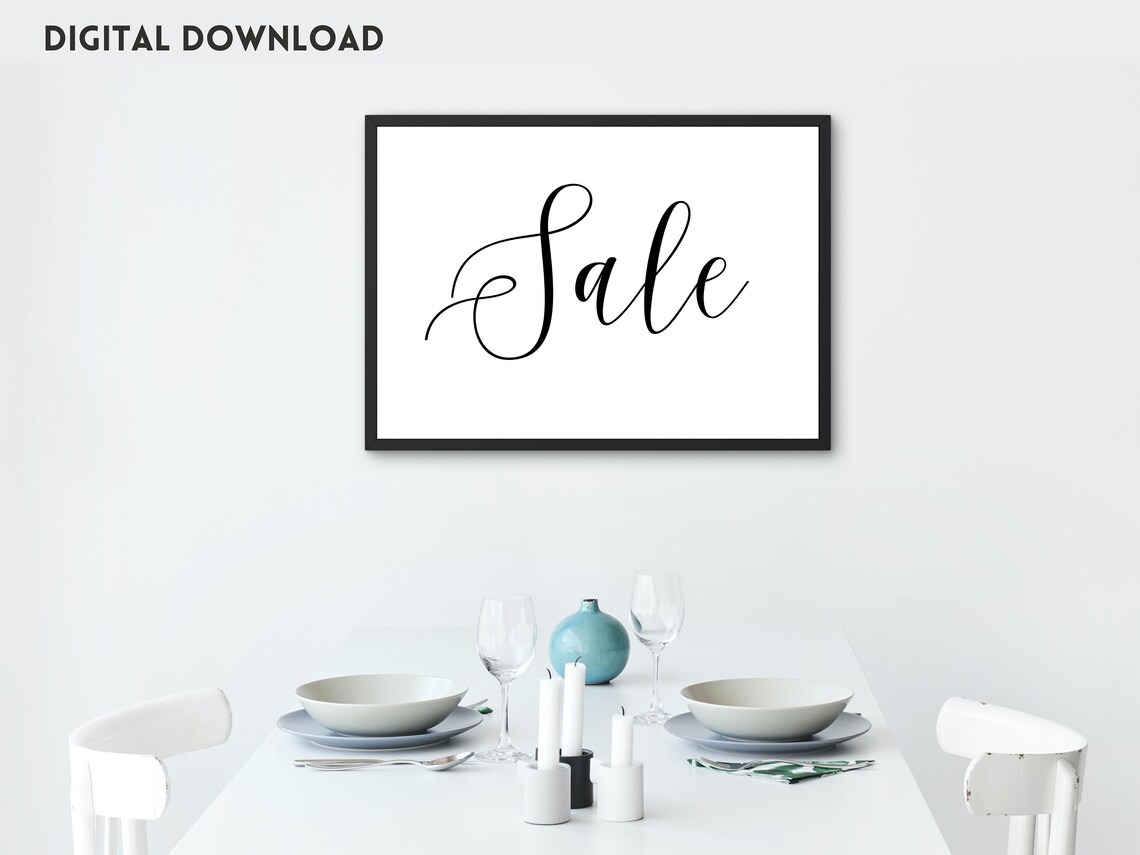 Sale Sign for Boutique Store, Printable Retail Sale Sign, Black Cursive ...