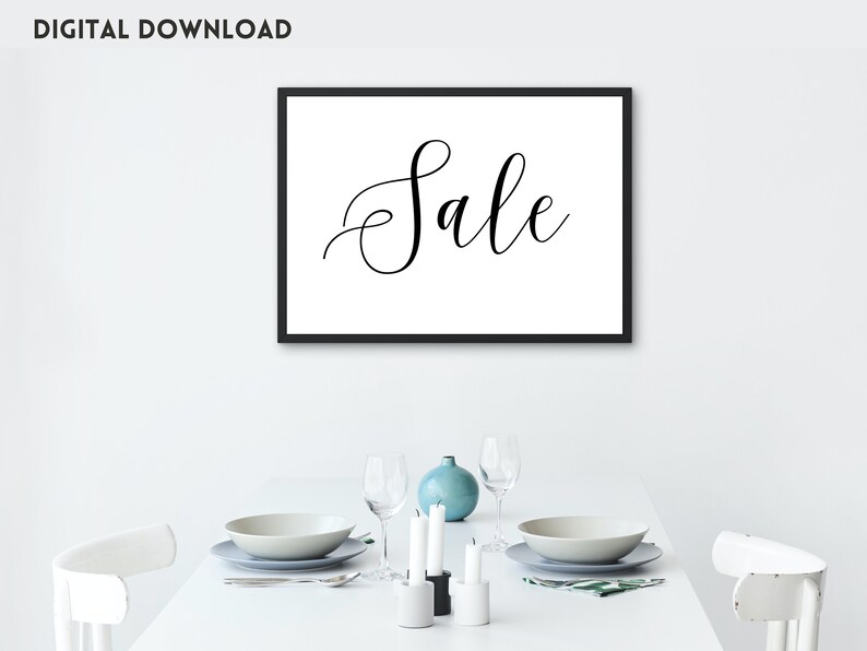 Sale Sign for Boutique Store, Printable Retail Sale Sign, Black Cursive ...