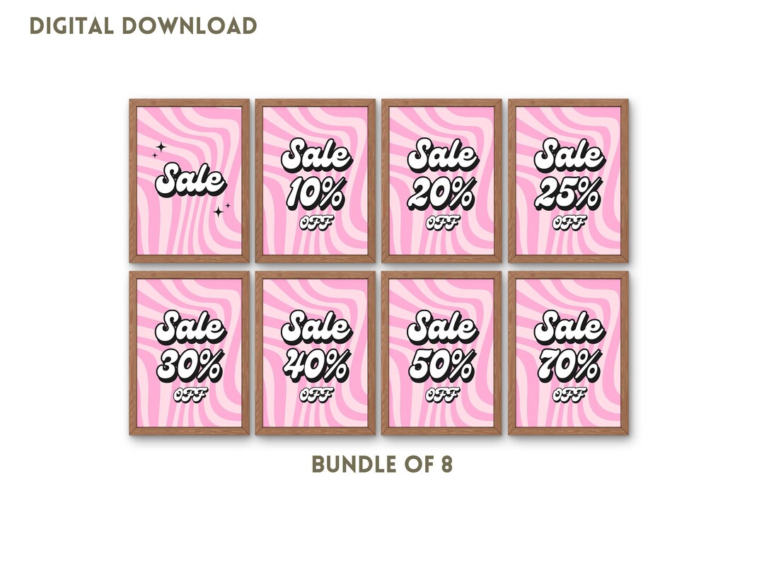 Sale Sign Bundle, Boutique Sale Sign, Printable Sale Poster, 10% 20 25 ...
